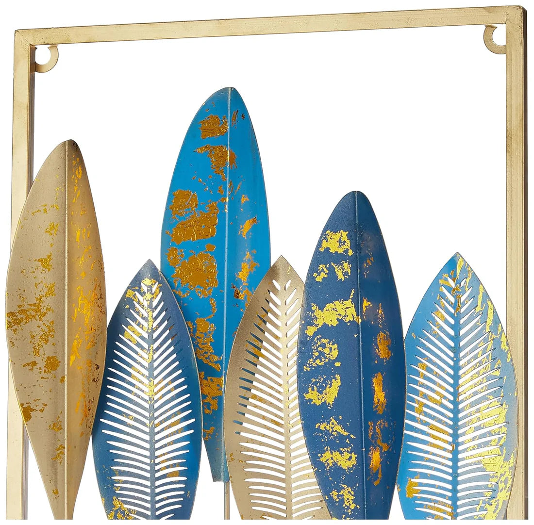 Gold Color Metal Wall Decor Leaf Wall Hanging Decoration, Set of 3 Met ...
