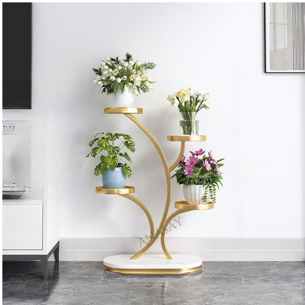 Round Metal Plant Stand Modern Decoration Plant – Anasay